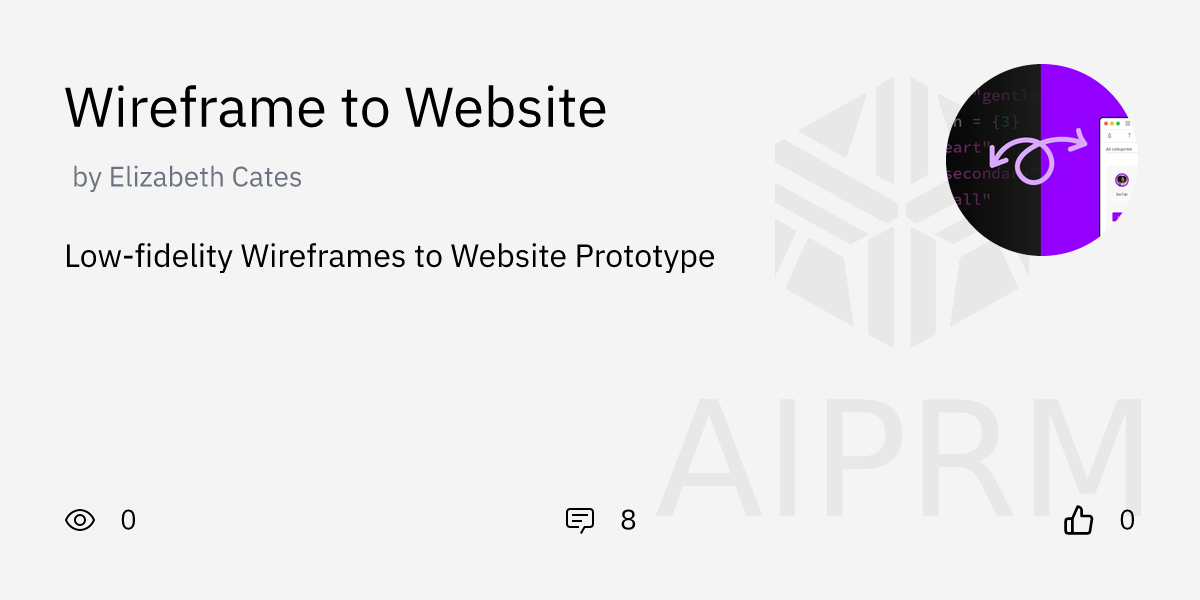 GPT "Wireframe to Website" by "Elizabeth Cates" - AIPRM for ChatGPT