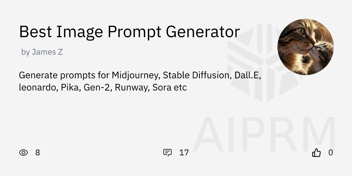 GPT "Best Image Prompt Generator" by "James Z" - AIPRM for ChatGPT