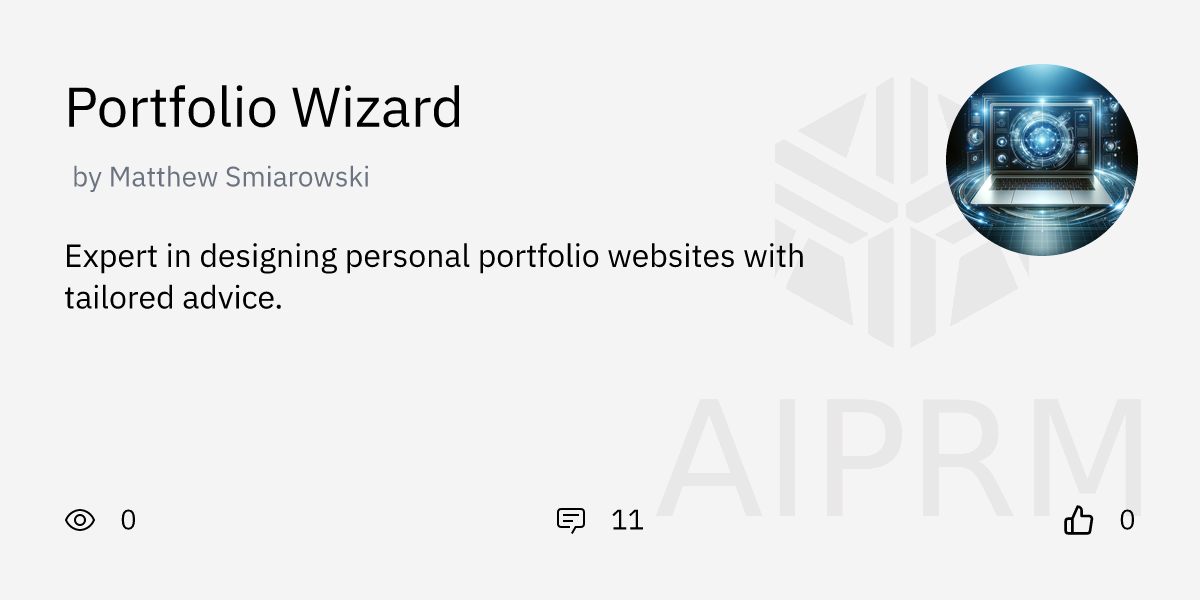 GPT "Portfolio Wizard" by "Matthew Smiarowski" - AIPRM for ChatGPT