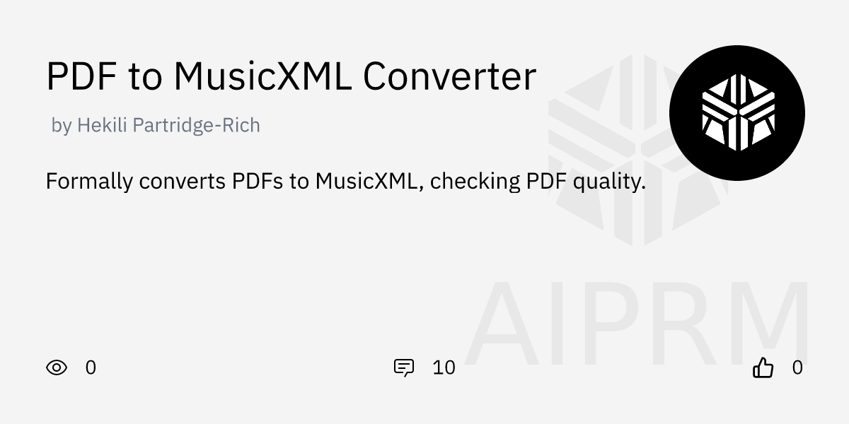 GPT "PDF to MusicXML Converter" by "Hekili Partridge-Rich" - AIPRM for ChatGPT