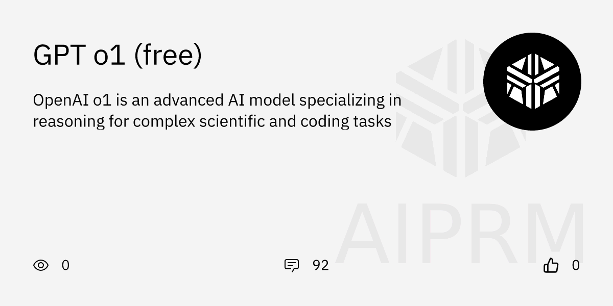 GPT "GPT o1 (free)" - AIPRM for ChatGPT