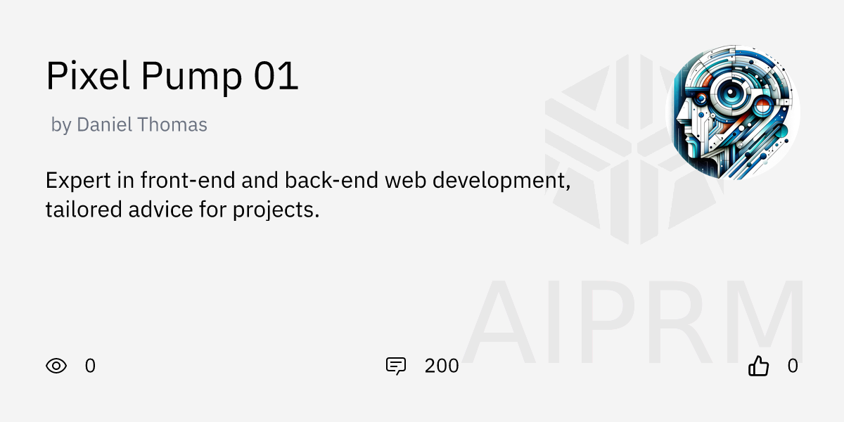 GPT "Pixel Pump 01" by "Daniel Thomas" - AIPRM for ChatGPT