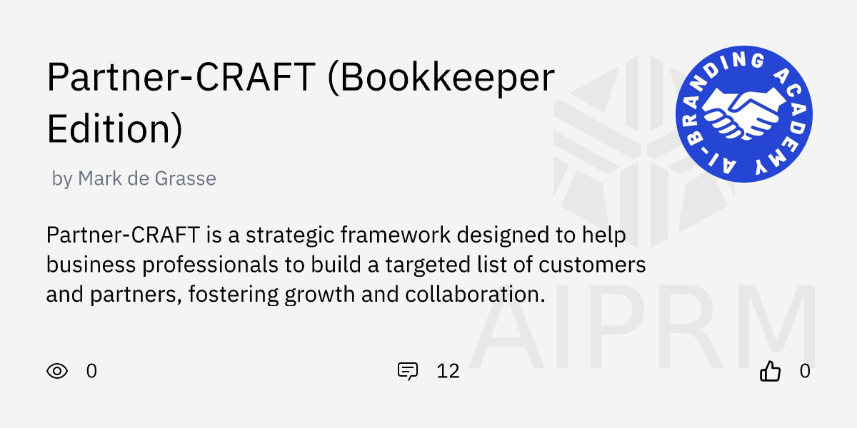 GPT "Partner-CRAFT (Bookkeeper Edition)" by "Mark de Grasse" - AIPRM ...