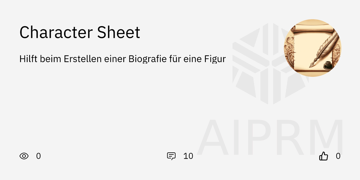 GPT "Character Sheet" - AIPRM for ChatGPT