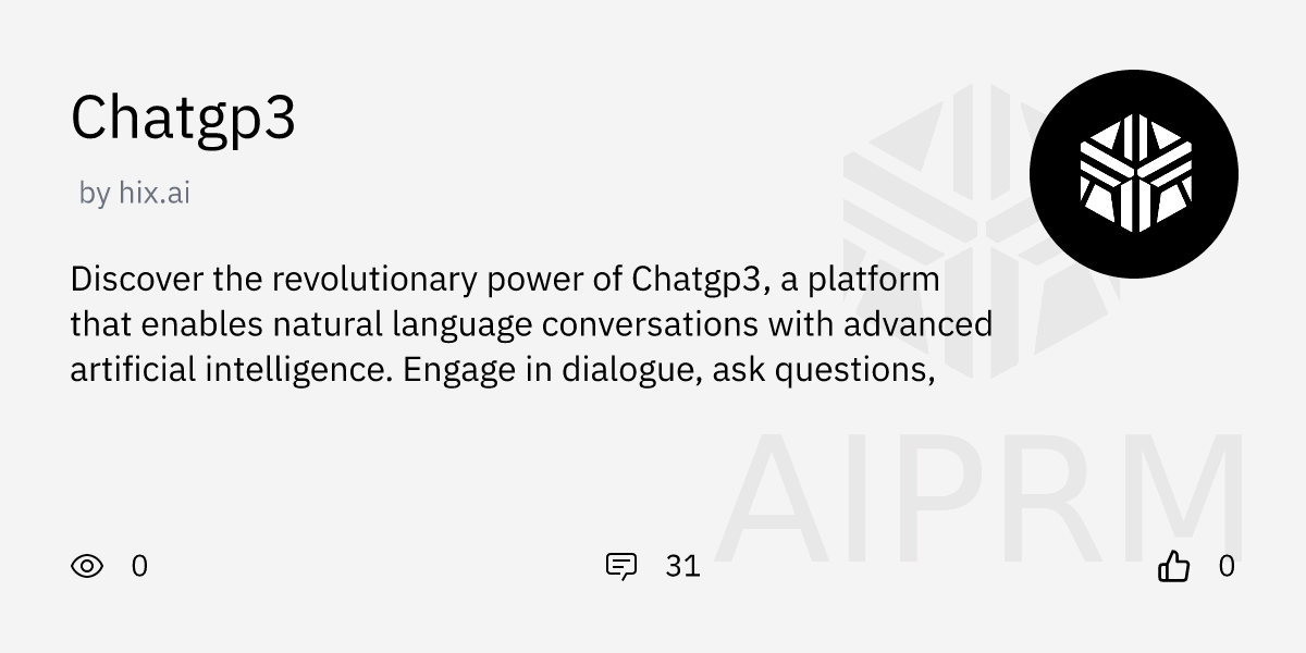GPT "Chatgp3" by "hix.ai" - AIPRM for ChatGPT