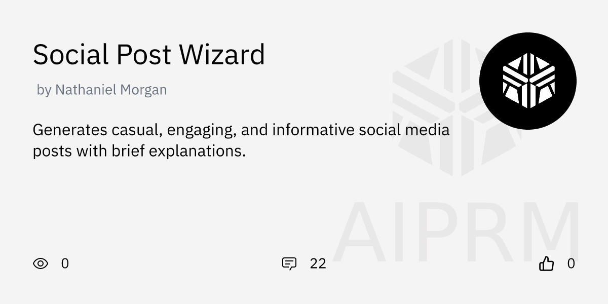GPT "Social Post Wizard" by "Nathaniel Morgan" - AIPRM for ChatGPT