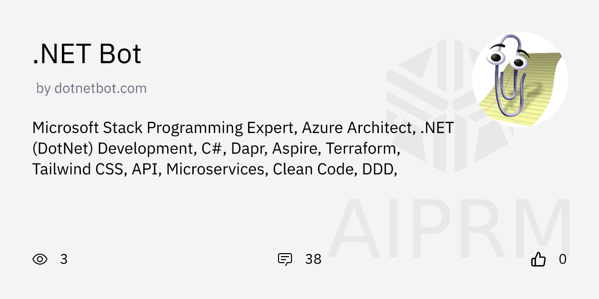 GPT ".NET Bot" by "dotnetbot.com" - AIPRM for ChatGPT
