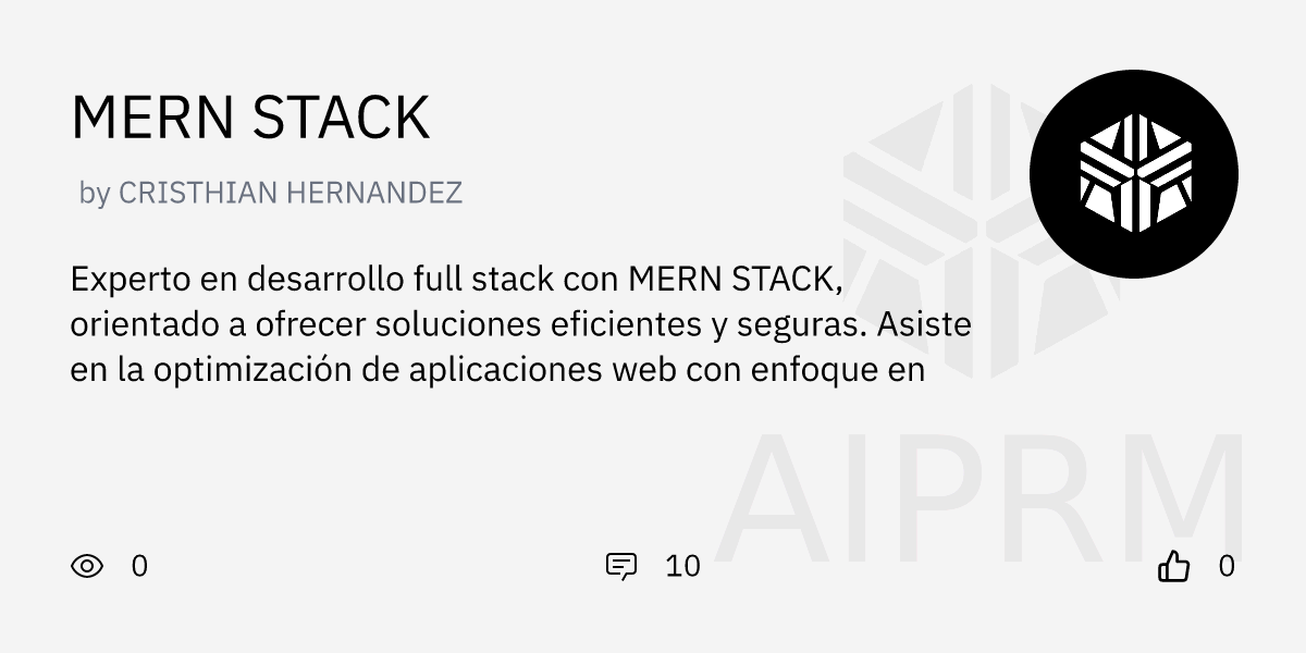 GPT "MERN STACK" by "CRISTHIAN HERNANDEZ" - AIPRM for ChatGPT
