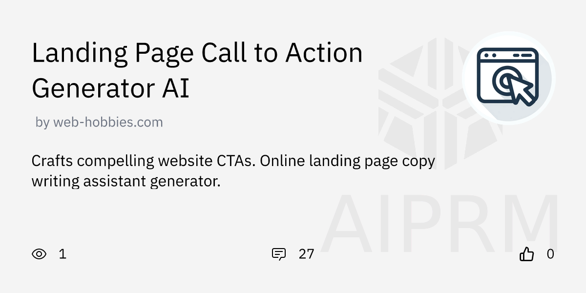 GPT "Landing Page Call to Action Generator AI" by "web-hobbies.com ...