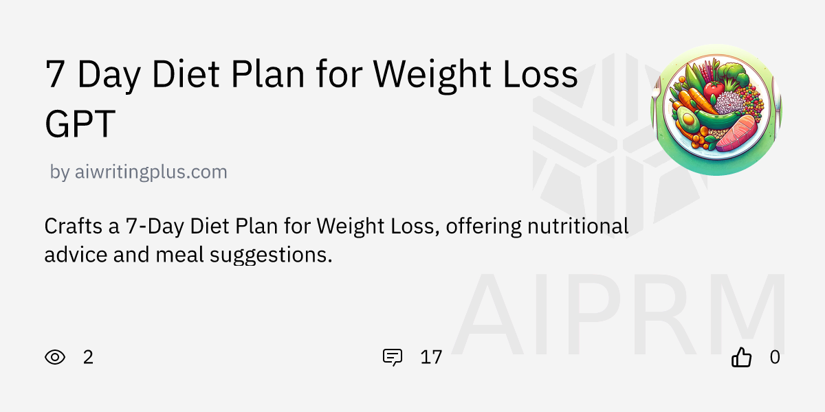 GPT "7 Day Diet Plan for Weight Loss GPT" by "aiwritingplus.com ...