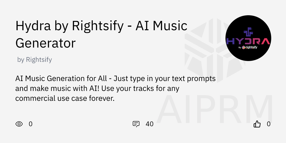 GPT "Hydra by Rightsify - AI Music Generator" by "Rightsify" - AIPRM ...