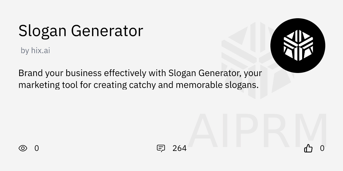 GPT "Slogan Generator" by "hix.ai" - AIPRM for ChatGPT