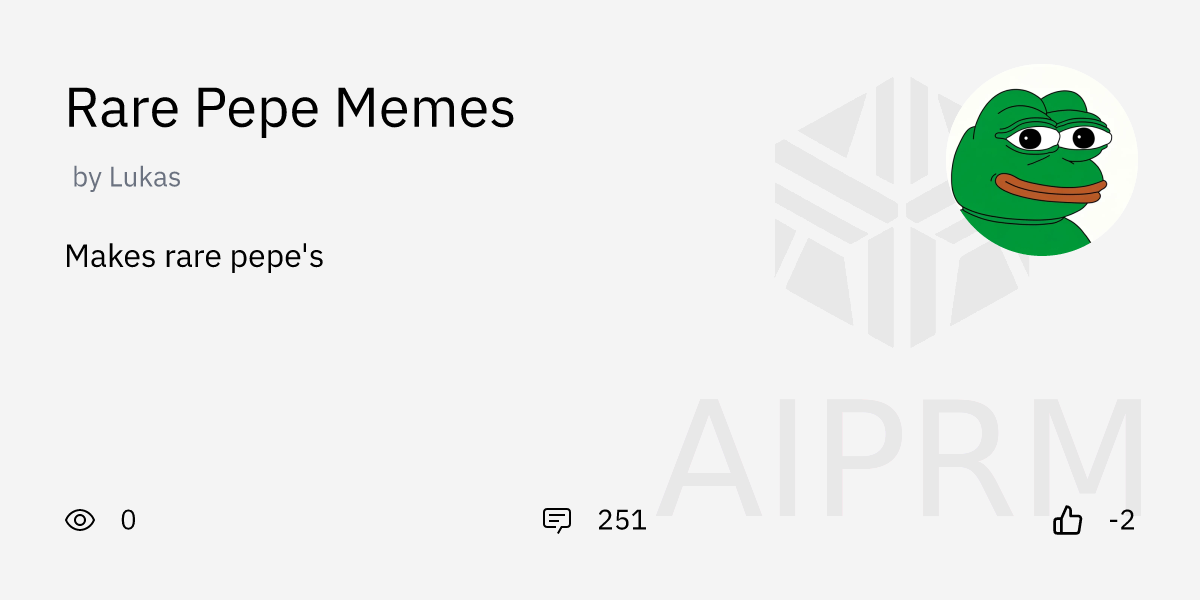 GPT "Rare Pepe Memes" by "Lukas" - AIPRM for ChatGPT