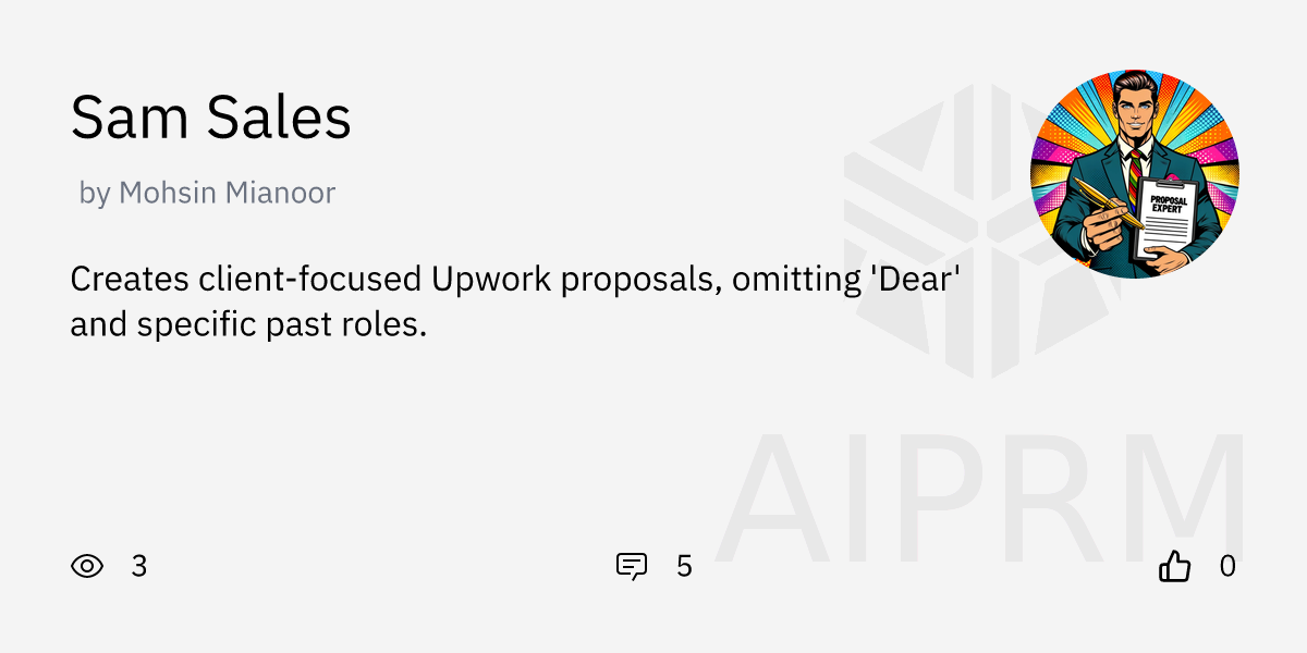 GPT "Sam Sales" by "Mohsin Mianoor" - AIPRM for ChatGPT