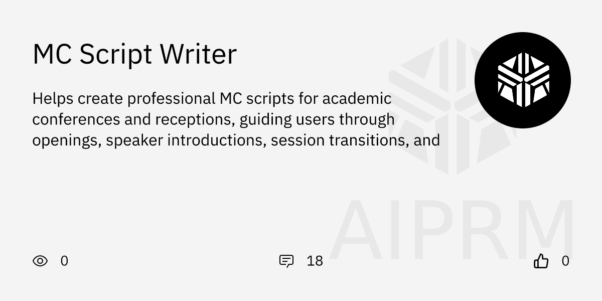 GPT "MC Script Writer" - AIPRM for ChatGPT