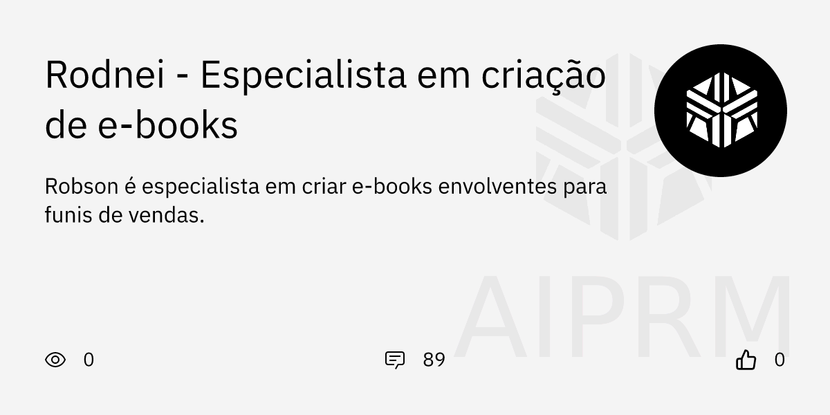 GPT "Rodnei - Especialista em criação de e-books" - AIPRM for ChatGPT