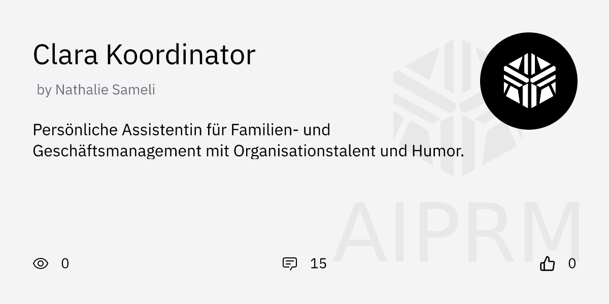 GPT "Clara Koordinator" by "Nathalie Sameli" - AIPRM for ChatGPT