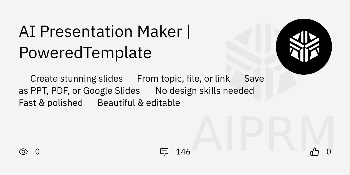 GPT "AI Presentation Maker | PoweredTemplate" by "ai.poweredtemplate.com" - AIPRM for ChatGPT