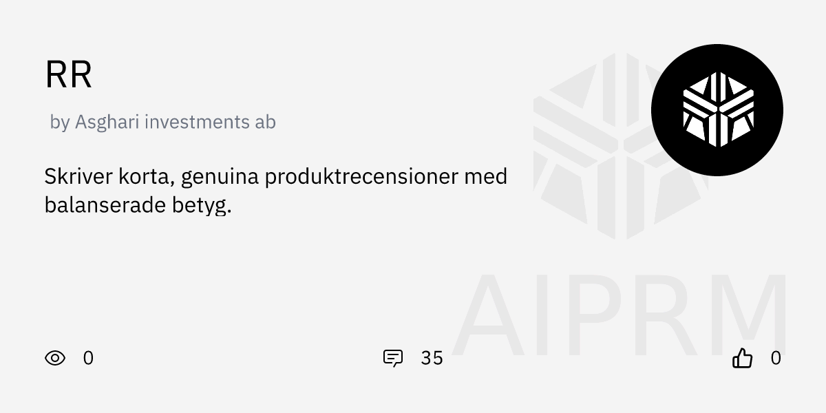 GPT "RR" by "Asghari investments ab" - AIPRM for ChatGPT