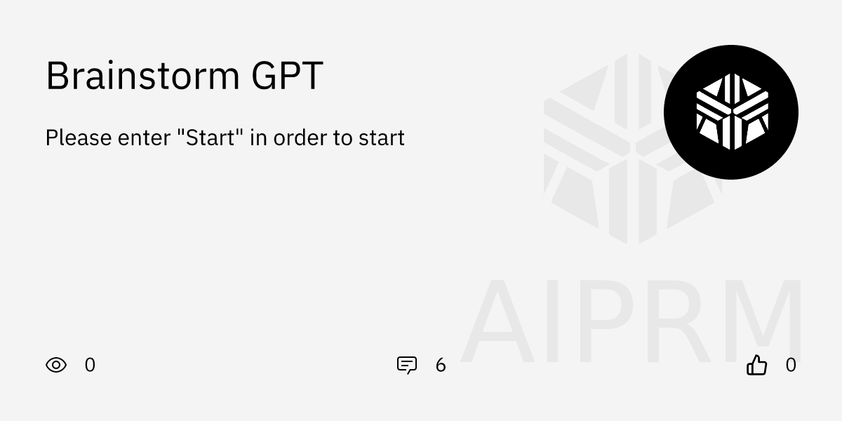 GPT "Brainstorm GPT" - AIPRM for ChatGPT