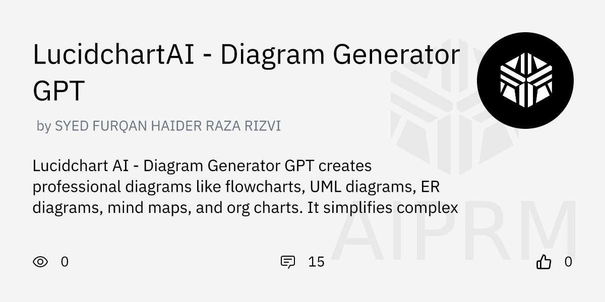 GPT "LucidchartAI - Diagram Generator GPT" by "SYED FURQAN HAIDER RAZA RIZVI" - AIPRM for ChatGPT