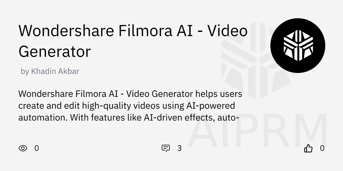 GPT "Wondershare Filmora AI - Video Generator" by "Khadin Akbar ...
