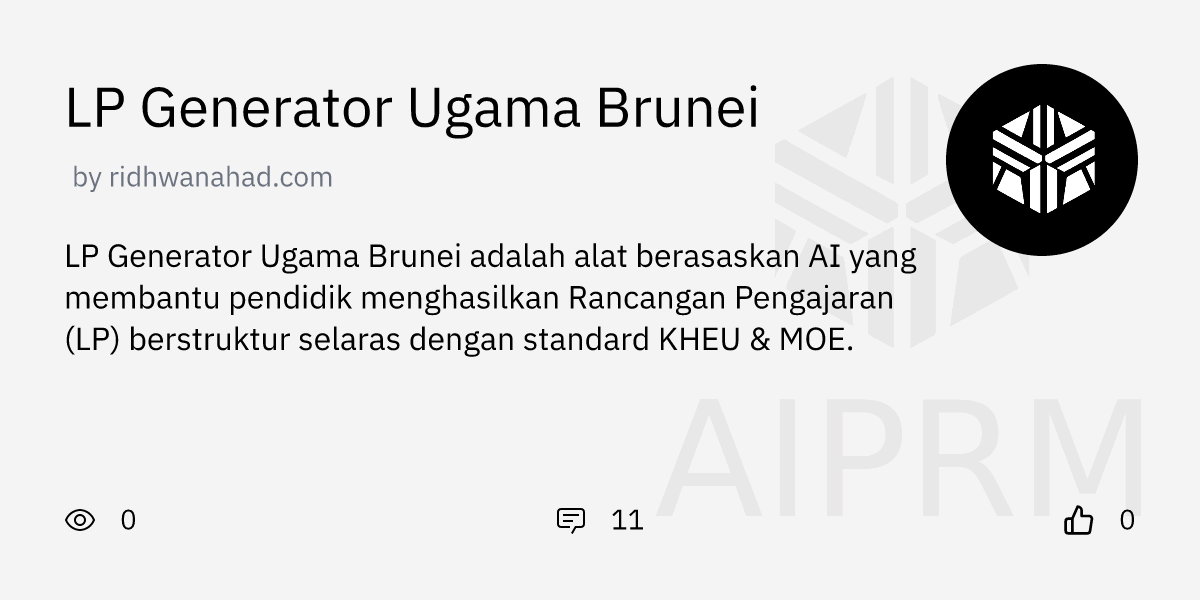 GPT "LP Generator Ugama Brunei" by "ridhwanahad.com" - AIPRM for ChatGPT