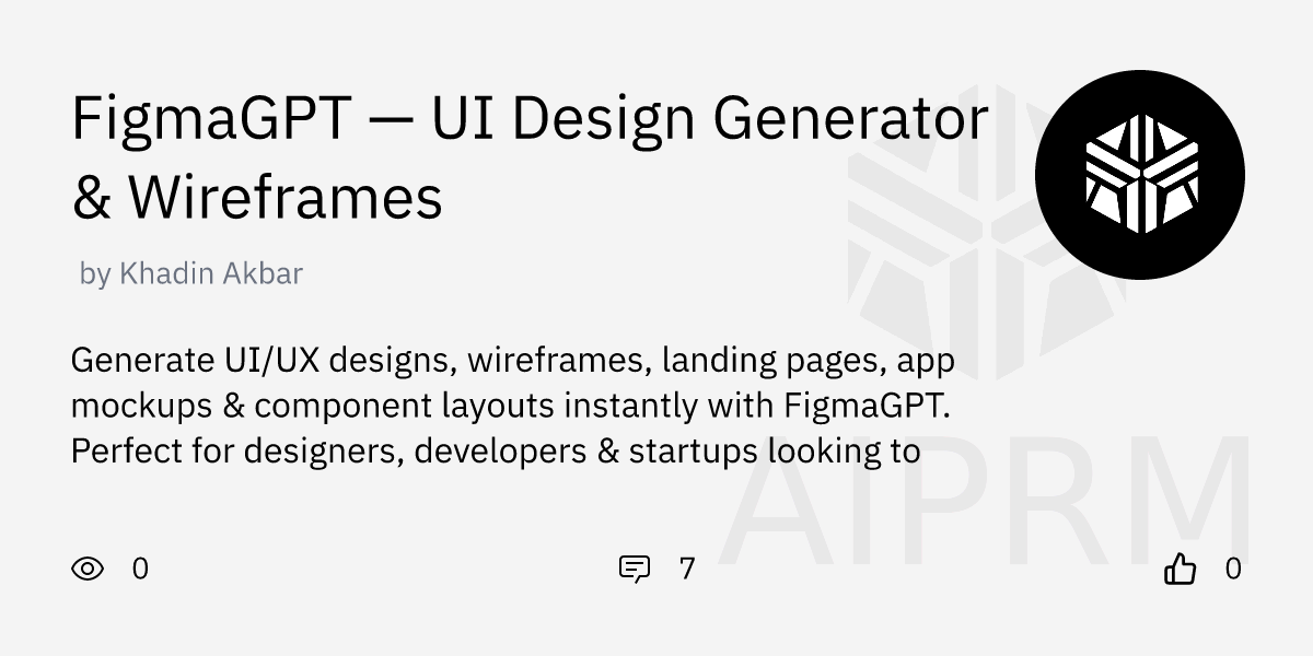 GPT "FigmaGPT — UI Design Generator & Wireframes" by "Khadin Akbar ...