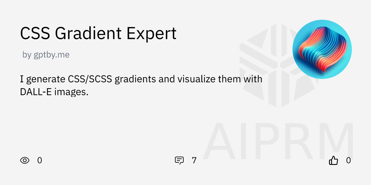 GPT "CSS Gradient Expert" by "gptby.me" - AIPRM for ChatGPT