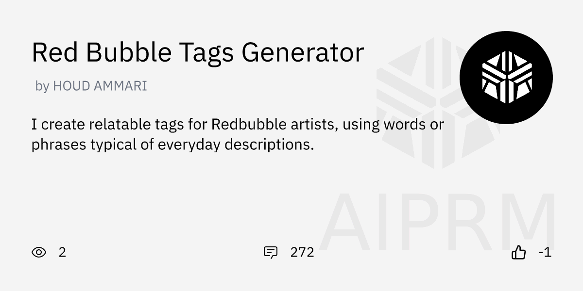 GPT "Red Bubble Tags Generator" by "HOUD AMMARI" - AIPRM for ChatGPT