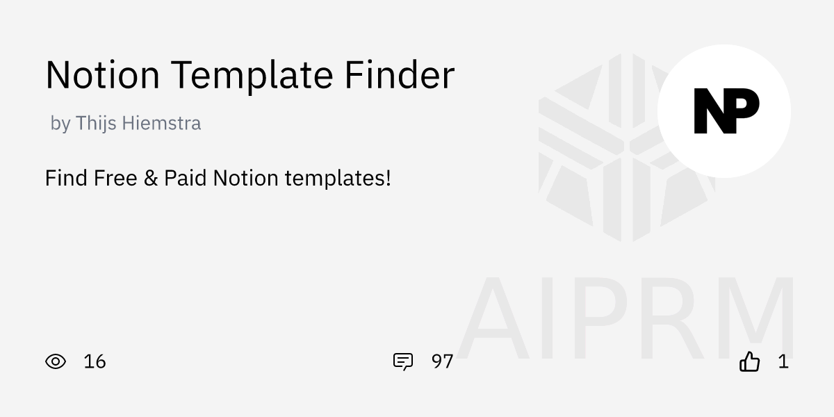 GPT "Notion Template Finder" by "Thijs Hiemstra" - AIPRM for ChatGPT