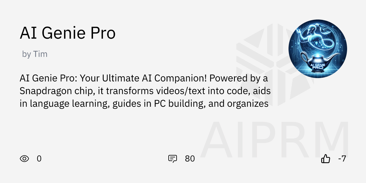 GPT "AI Genie Pro" by "Tim" - AIPRM for ChatGPT