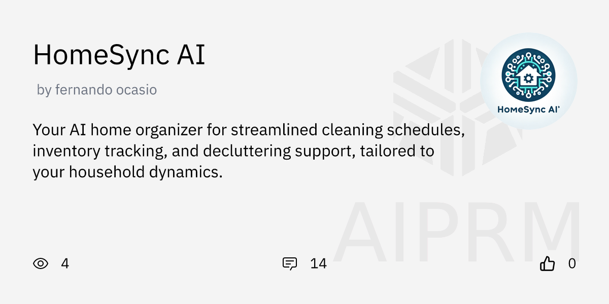 GPT "HomeSync AI" by "fernando ocasio" - AIPRM for ChatGPT
