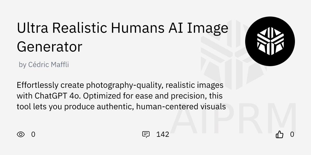 GPT "Ultra Realistic Humans AI Image Generator" by "Cédric Maffli ...