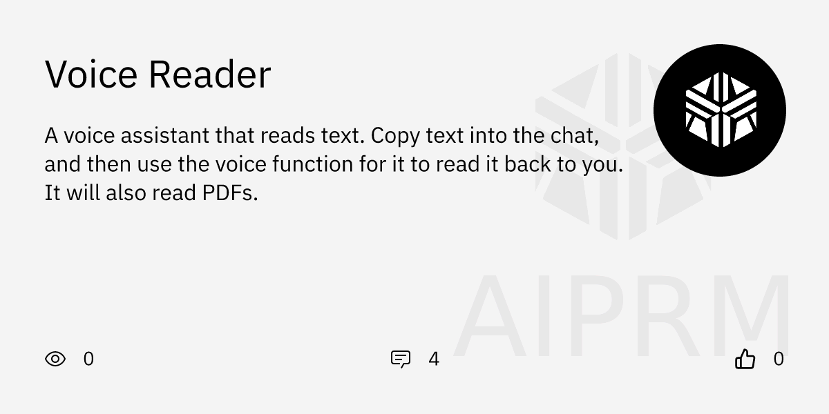 GPT "Voice Reader" - AIPRM for ChatGPT