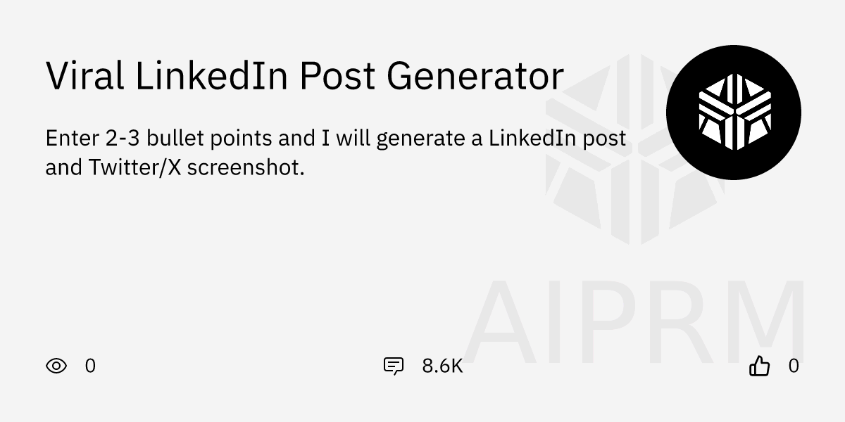 GPT "Viral LinkedIn Post Generator" by "Eric Otten" - AIPRM for ChatGPT