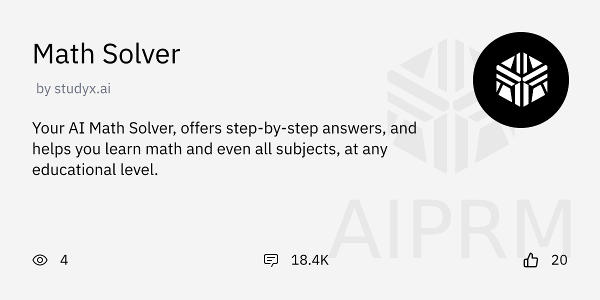 GPT "Math Solver" by "studyx.ai" - AIPRM for ChatGPT