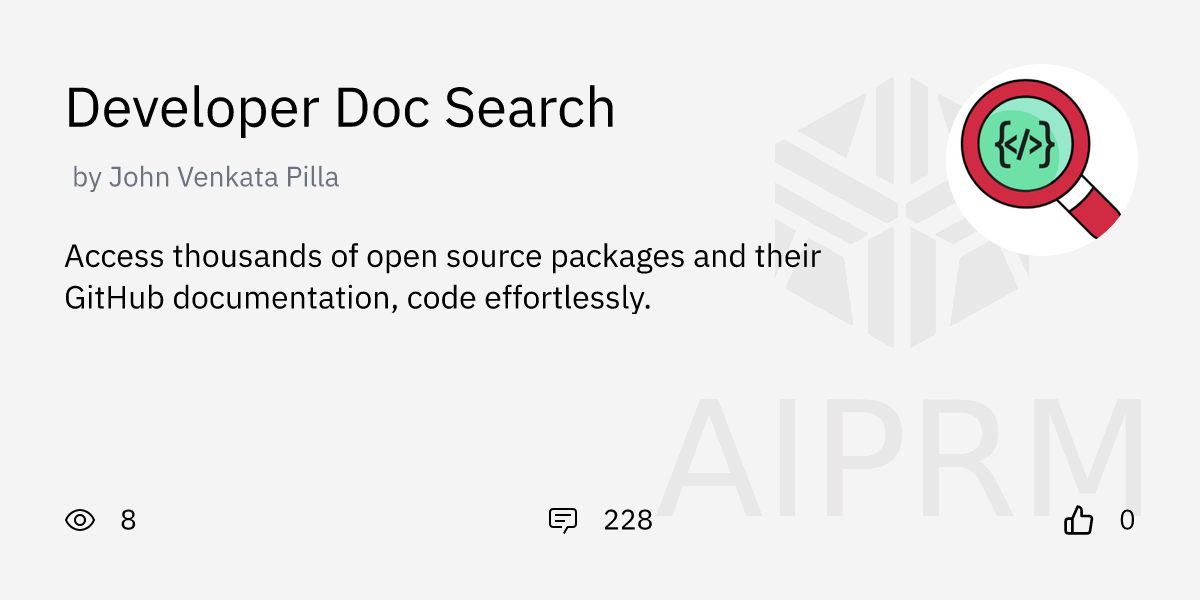 GPT "Developer Doc Search" by "John Venkata Pilla" - AIPRM for ChatGPT