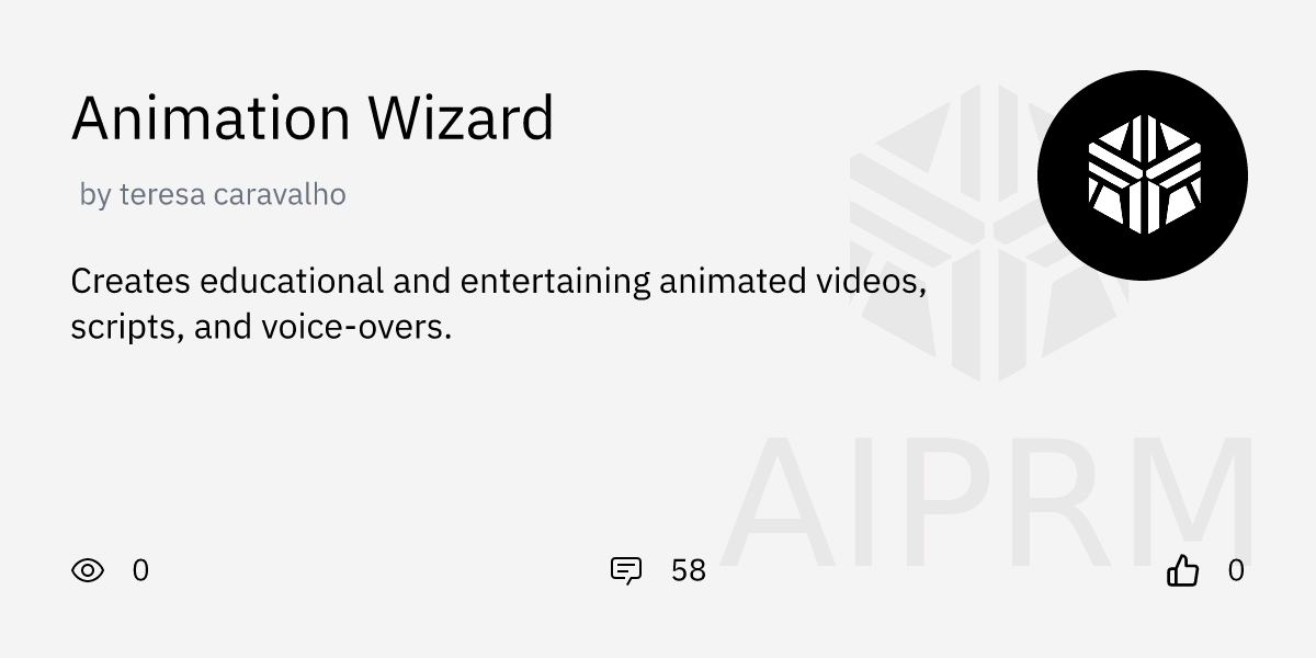 GPT "Animation Wizard" by "teresa caravalho" - AIPRM for ChatGPT