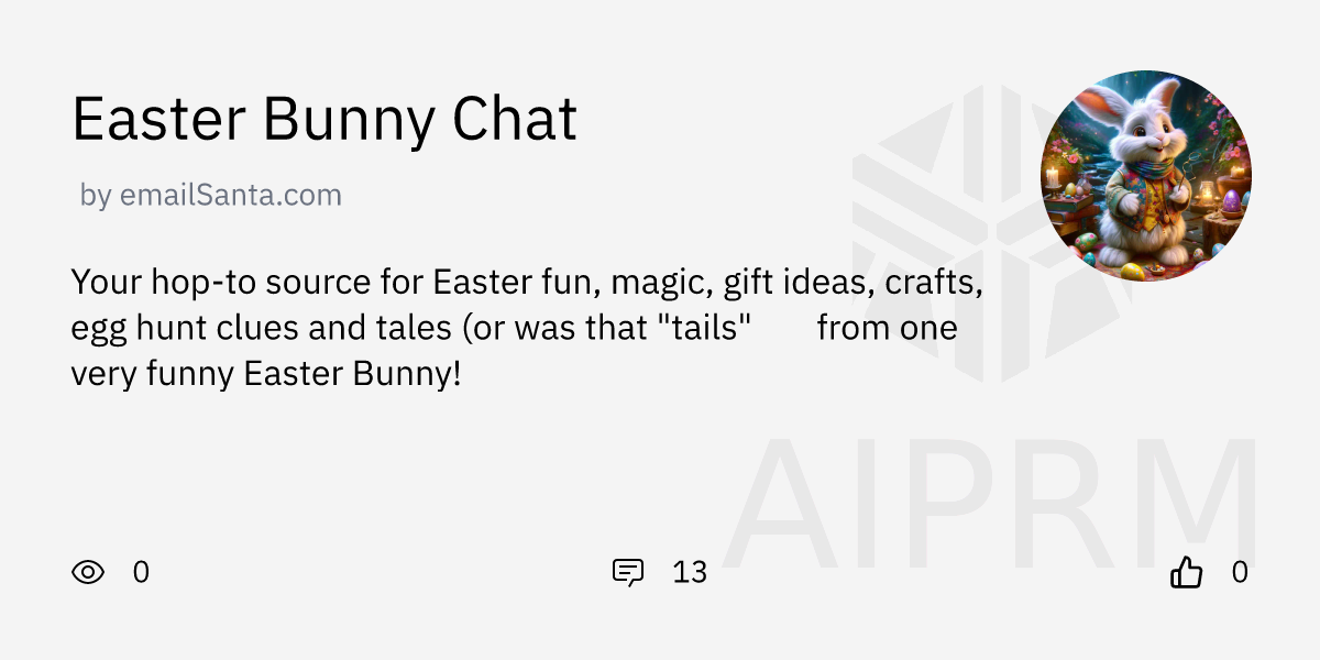 GPT "Easter Bunny Chat" by "emailSanta.com" - AIPRM for ChatGPT