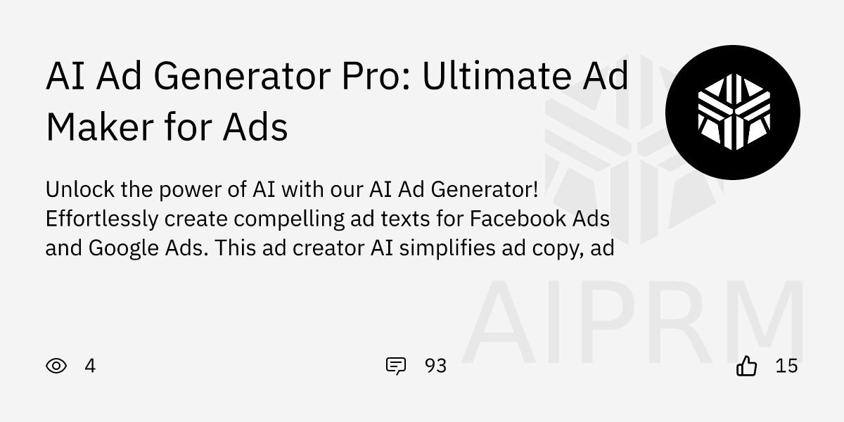 GPT "AI Ad Generator Pro: Ultimate Ad Maker for Ads" by "aiadgenerator.app" - AIPRM for ChatGPT