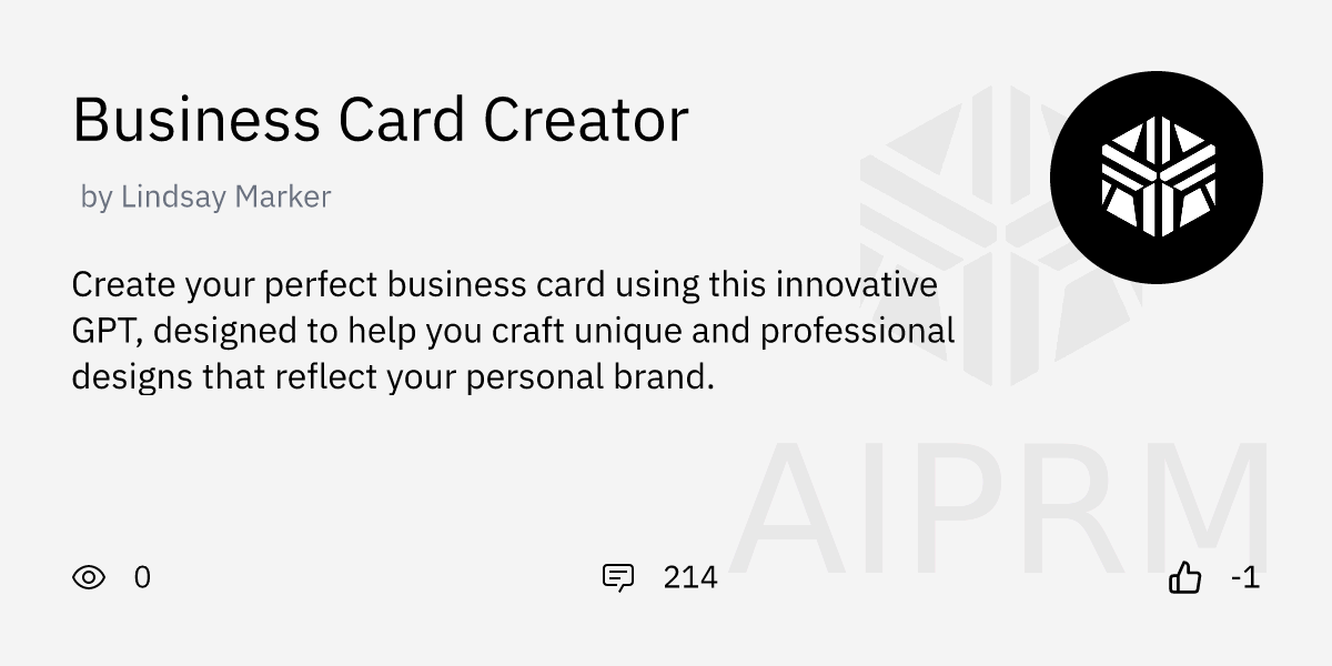 GPT "Business Card Creator" by "Lindsay Marker" - AIPRM for ChatGPT