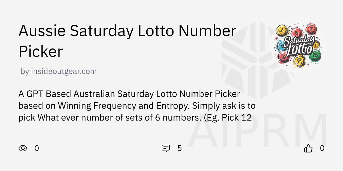 GPT "Aussie Saturday Lotto Number Picker" by "insideoutgear.com ...