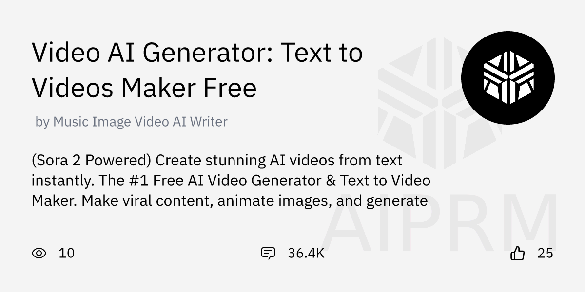 GPT "Text to Video Maker Video AI Scripting" by "Video AI" - AIPRM for ChatGPT