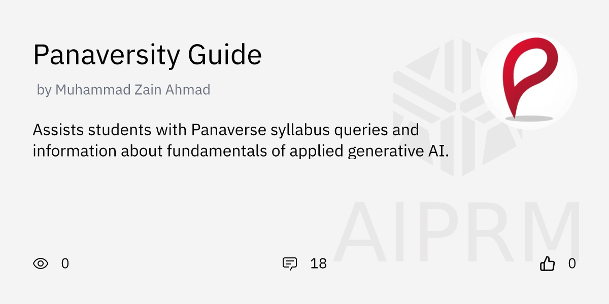 GPT "Panaversity Guide" by "Muhammad Zain Ahmad" - AIPRM for ChatGPT
