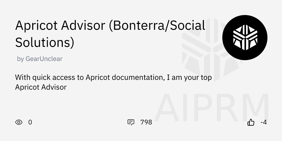 GPT "Apricot Advisor (Bonterra/Social Solutions)" by "GearUnclear ...