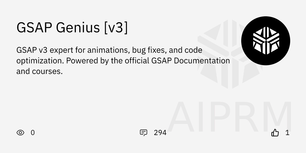 GPT "GSAP Genius [v3]" - AIPRM for ChatGPT