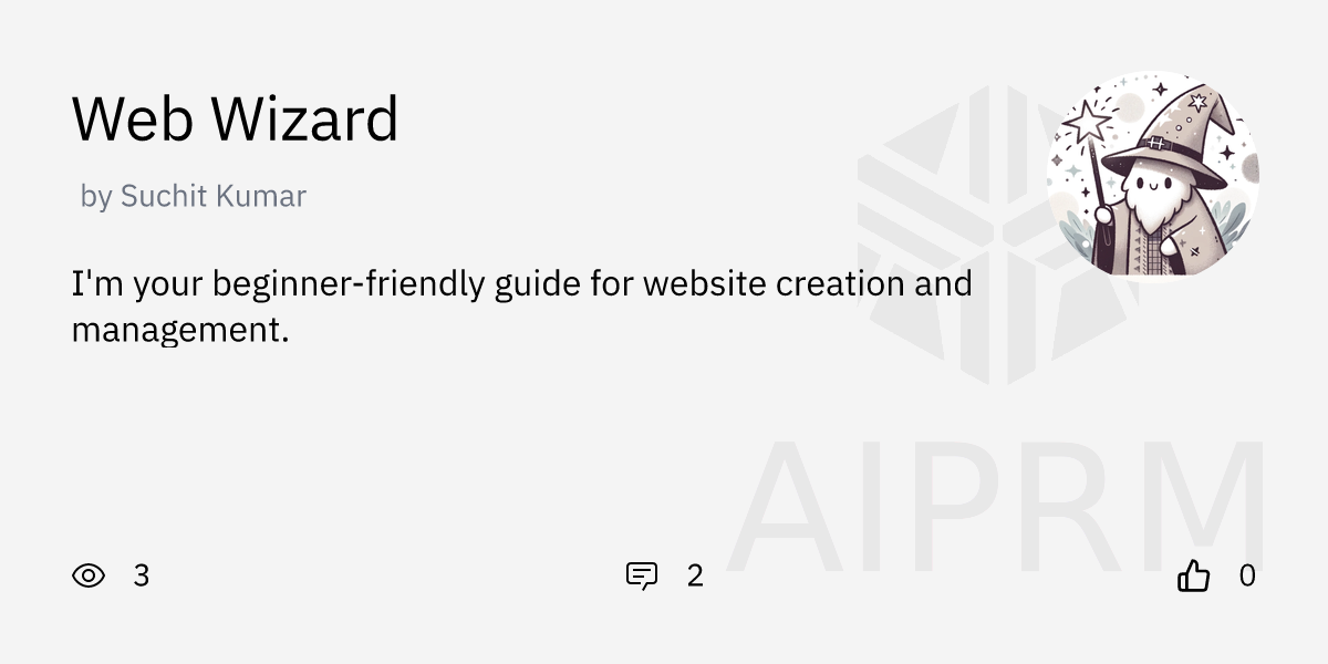 GPT "Web Wizard" by "Suchit Kumar" - AIPRM for ChatGPT