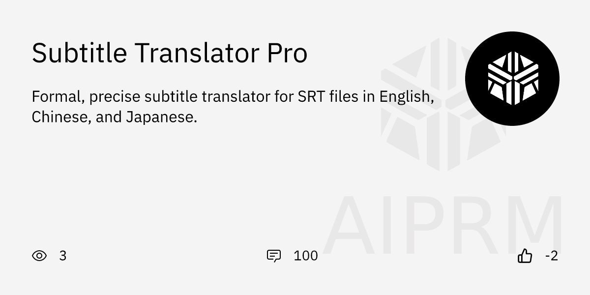 GPT "Subtitle Translator Pro" - AIPRM for ChatGPT