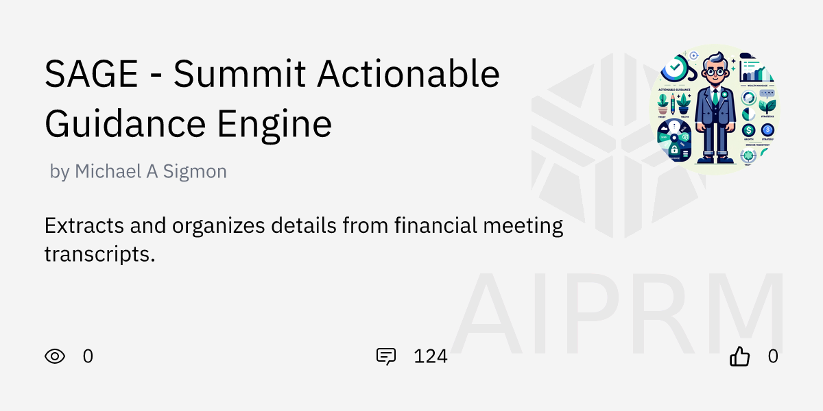 GPT "SAGE - Summit Actionable Guidance Engine" by "Michael A Sigmon" - AIPRM for ChatGPT